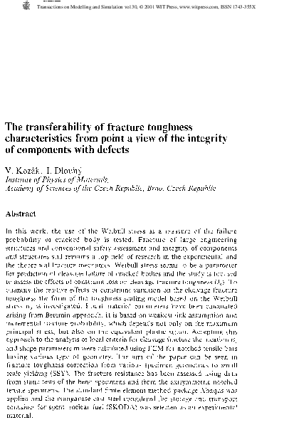 (PDF) The Transferability Of Fracture Toughness Characteristics From Point A View Of The ...