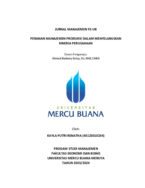 (DOC) JURNAL MANAJEMEN FE-UB PERANAN MANAJEMEN PRODUKSI DALAM ...