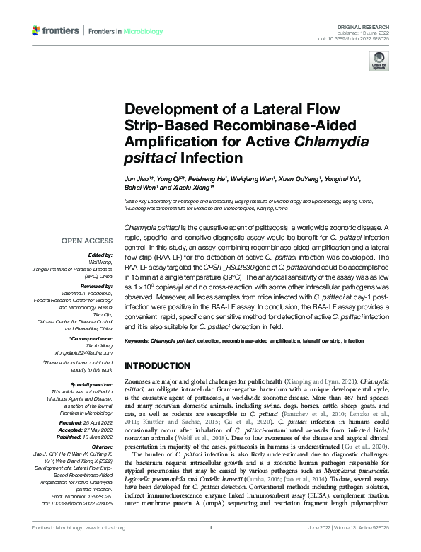 (PDF) Development of a Lateral Flow Strip-Based Recombinase-Aided ...