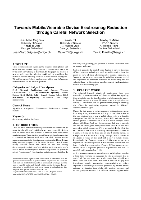 (PDF) Towards mobile/wearable device electrosmog reduction through ...