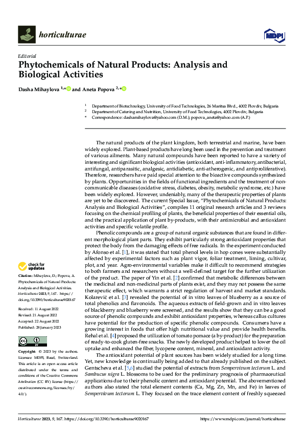 (PDF) Phytochemicals of Natural Products: Analysis and Biological Activities