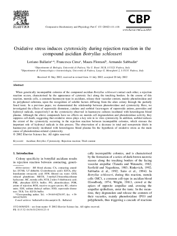 (PDF) Oxidative stress induces cytotoxicity during rejection reaction ...