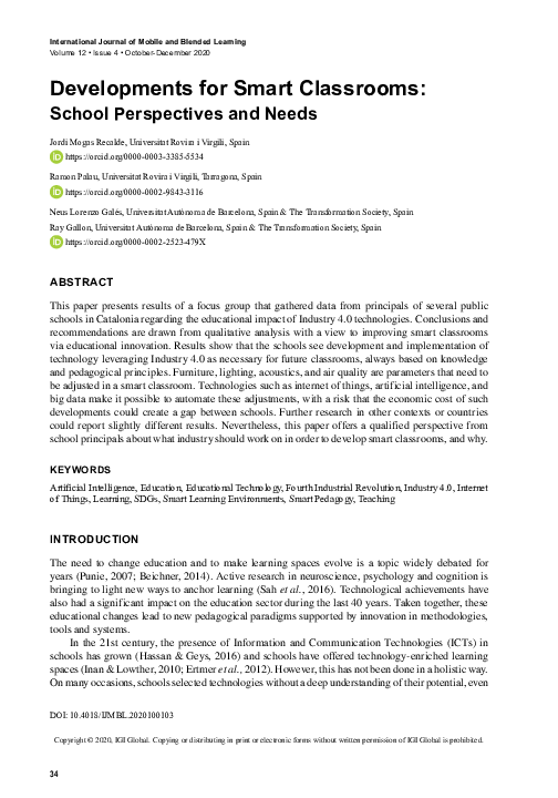 (PDF) Developments for Smart Classrooms