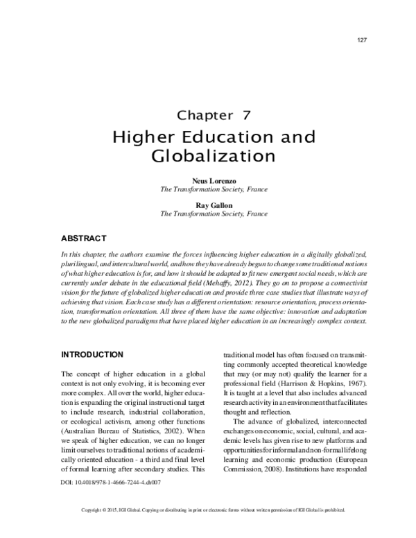 (PDF) Higher Education and Globalization