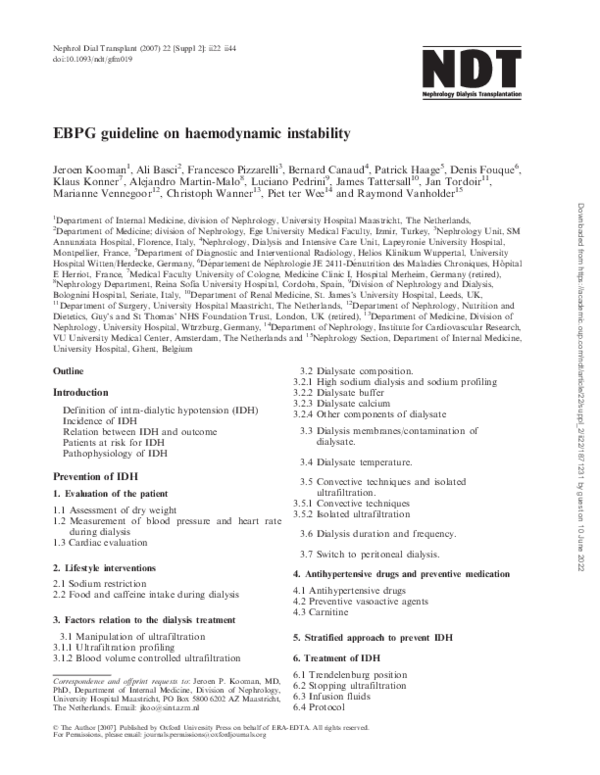 (PDF) EBPG guideline on haemodynamic instability | James Tattersall ...