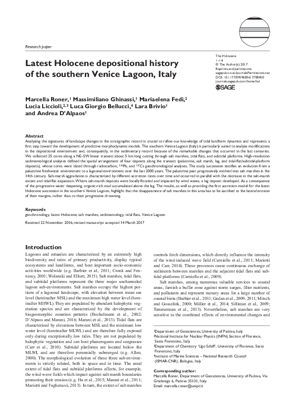 (PDF) Latest Holocene depositional history of the southern Venice ...