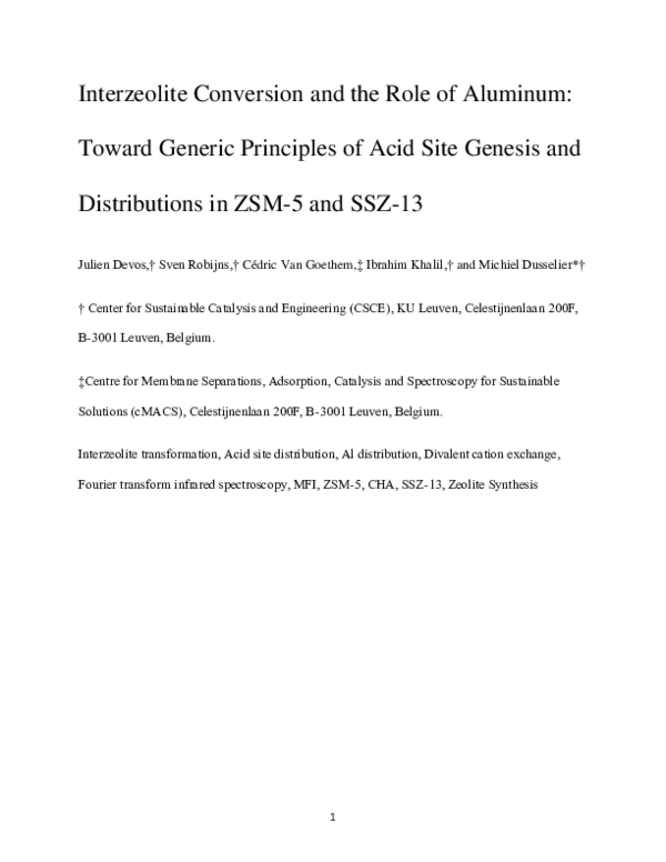 (PDF) Interzeolite Conversion and the Role of Aluminum: Toward Generic ...