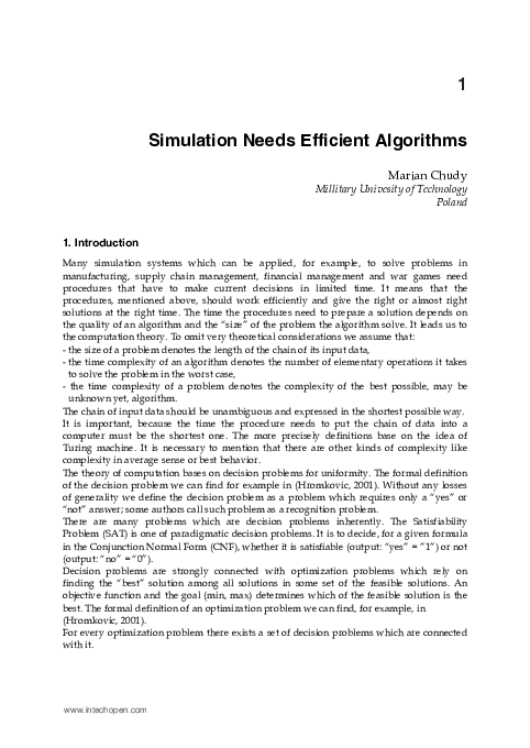(PDF) Modeling Simulation and Optimization - Focus on Applications