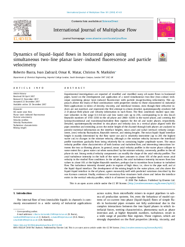 (PDF) Dynamics of liquid–liquid flows in horizontal pipes using ...