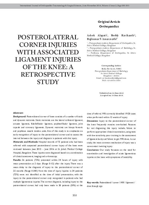 (PDF) Posterolateral Corner Injuries with Associated Ligament Injuries ...