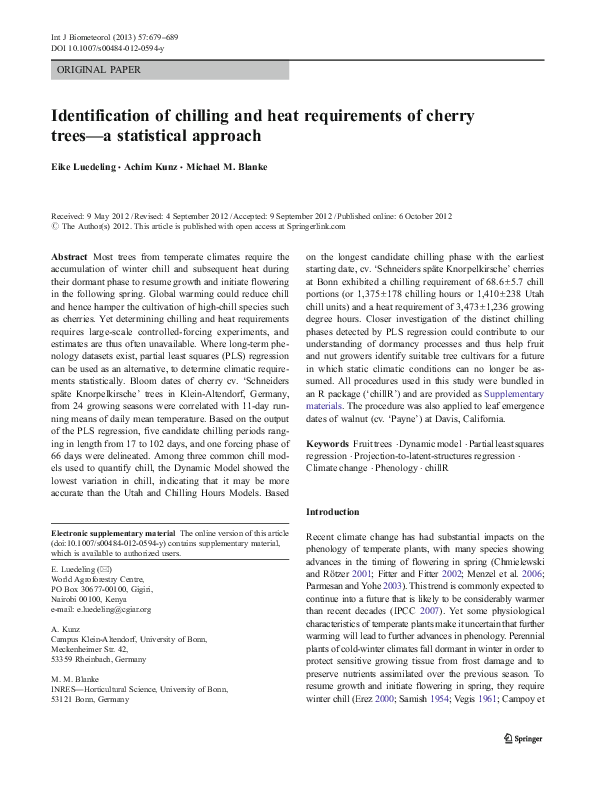 (PDF) Identification of chilling and heat requirements of cherry trees ...