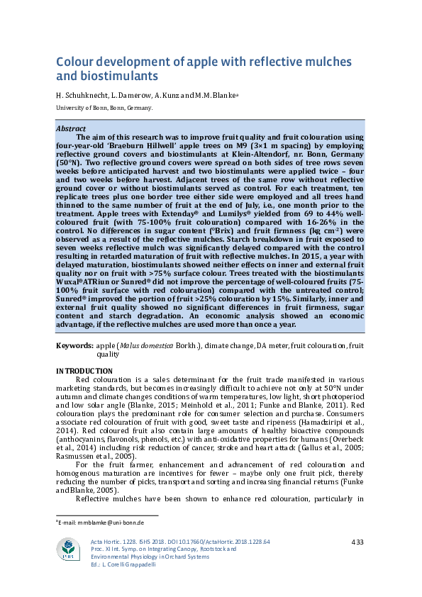 (PDF) Colour development of apple with reflective mulches and biostimulants
