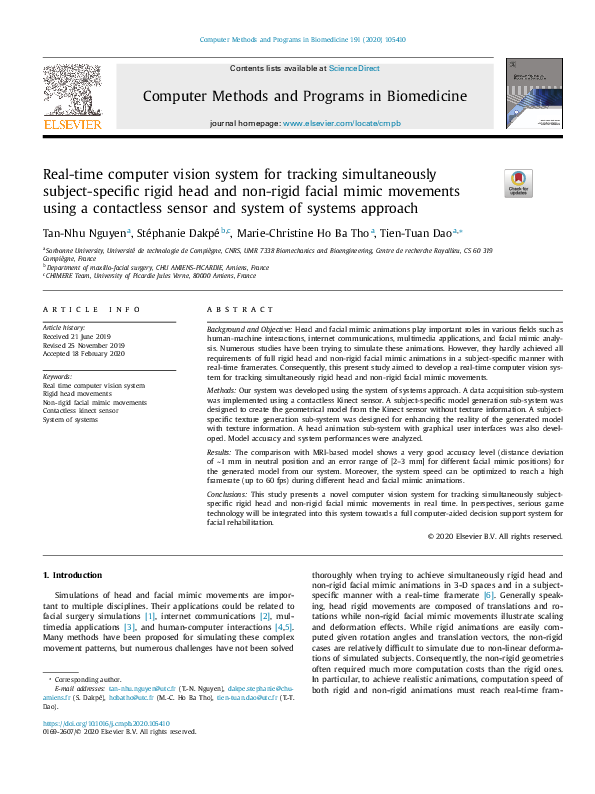(PDF) Real-time computer vision system for tracking simultaneously subject-specific rigid head ...