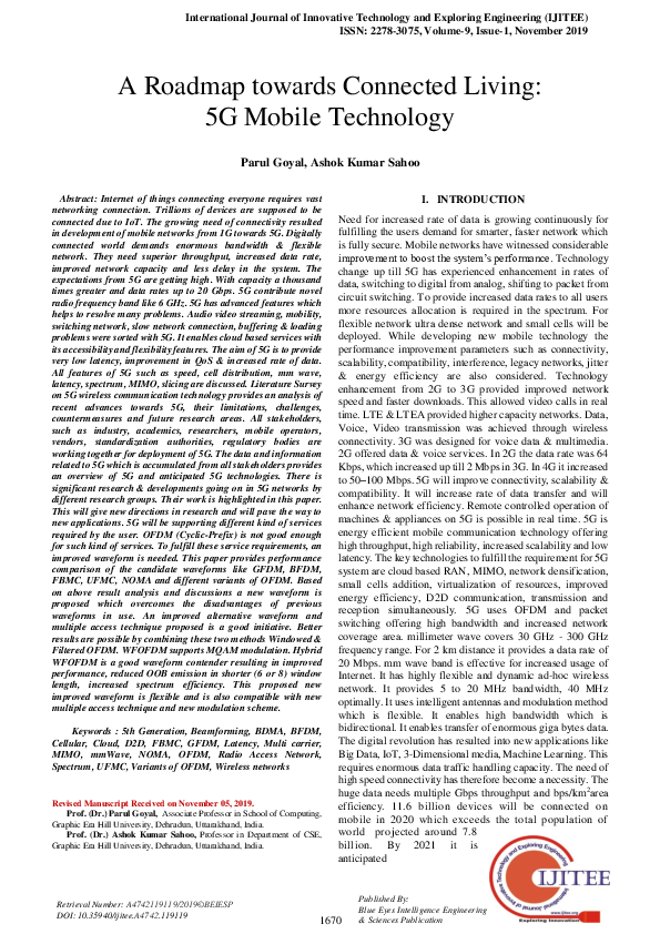 (PDF) A Roadmap towards Connected Living: 5G Mobile Technology