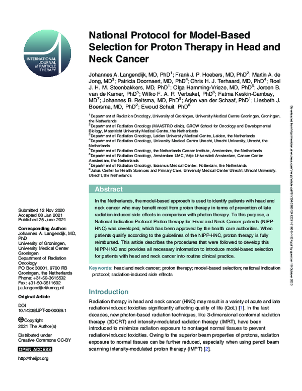 (PDF) National Protocol for Model-Based Selection for Proton Therapy in ...