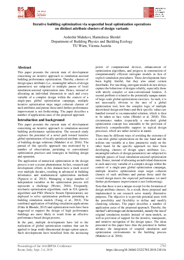 Pdf Iterative Building Optimization Via Sequential Local Optimization