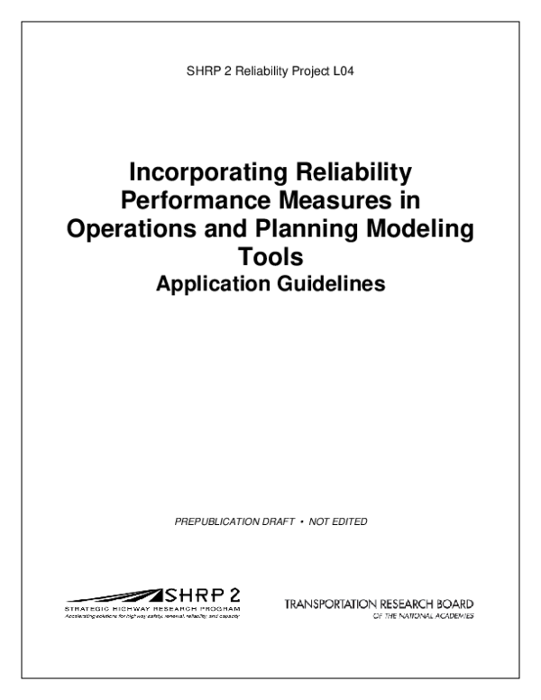 (PDF) Incorporating Reliability Performance Measures into Operations and Planning Modeling Tools