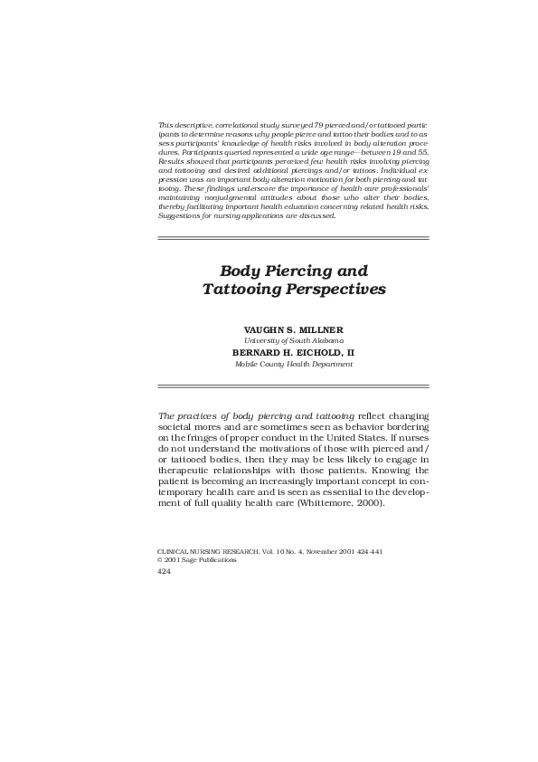 (PDF) Body Piercing and Tattooing Perspectives