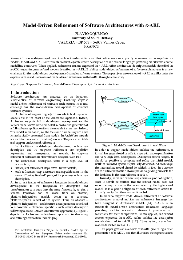 (PDF) Model-driven refinement of software architectures with π-ARL