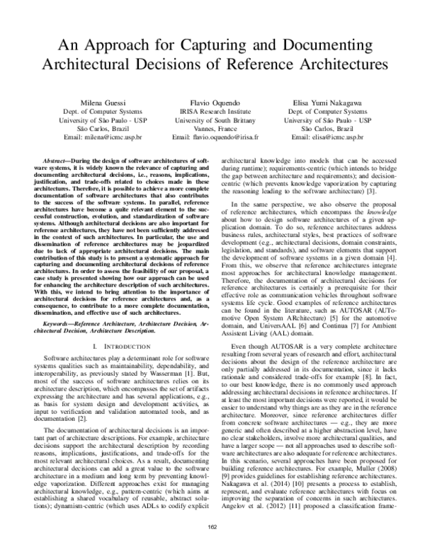 (PDF) Capturing Architectural Decisions in Reference Architectures