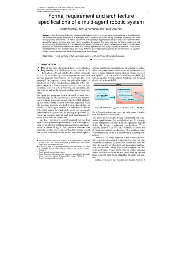 (PDF) Formal requirement and architecture specifications of a multi-agent robotic system ...
