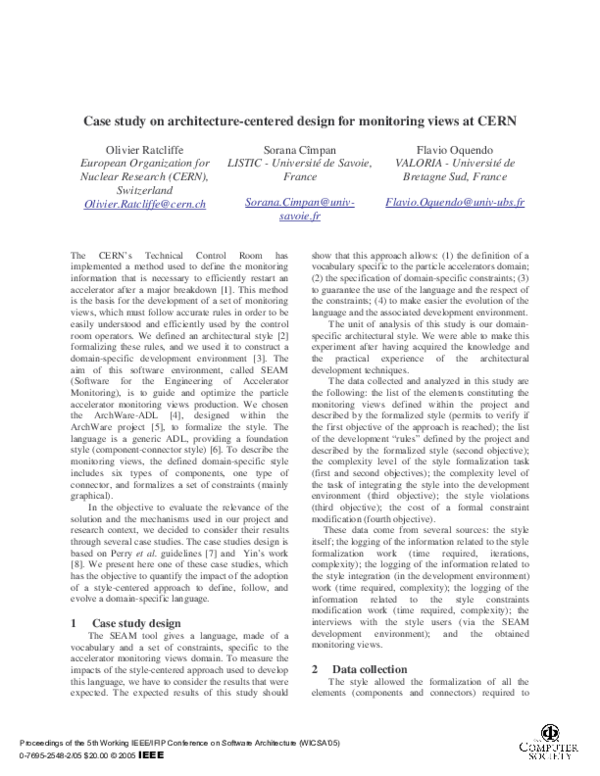 (PDF) Case Study on Architecture-Centered Design for Monitoring Views ...