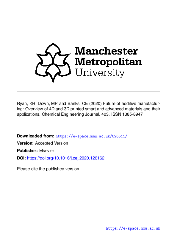 (PDF) Future of additive manufacturing: Overview of 4D and 3D printed ...