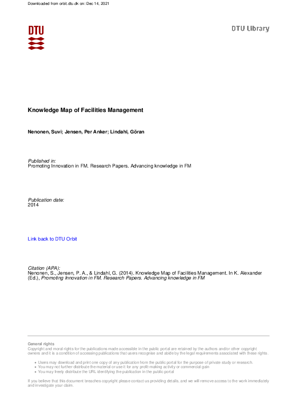 (PDF) Knowledge Map of Facilities Management
