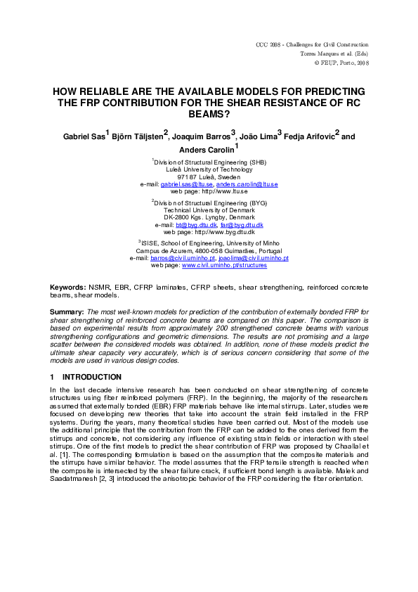(PDF) HOW RELIABLE ARE THE AVAILABLE MODELS FOR PREDICTING THE FRP CONTRIBUTION FOR THE SHEAR ...