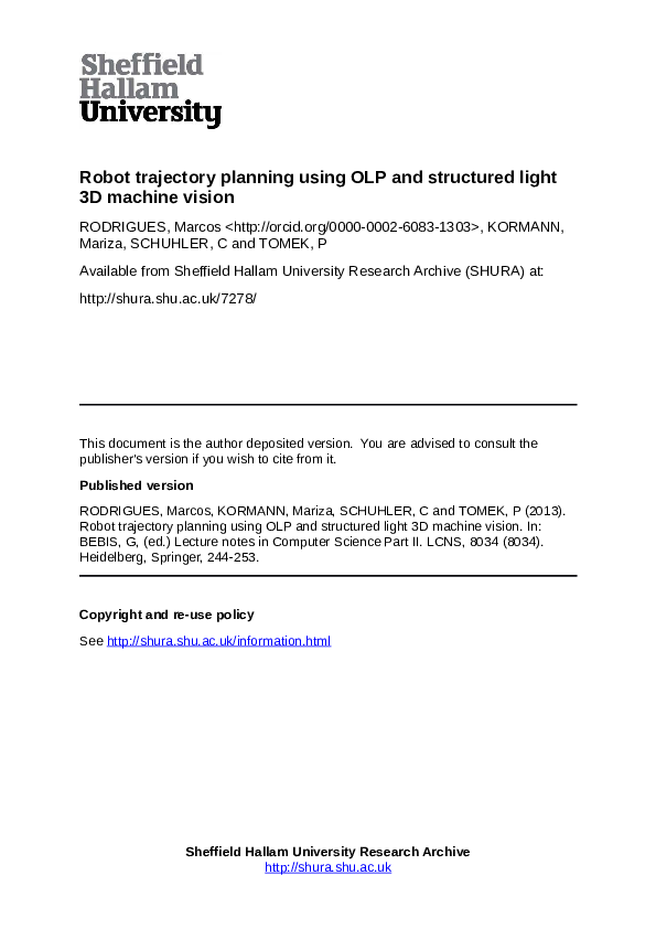(PDF) Robot Trajectory Planning Using OLP and Structured Light 3D ...