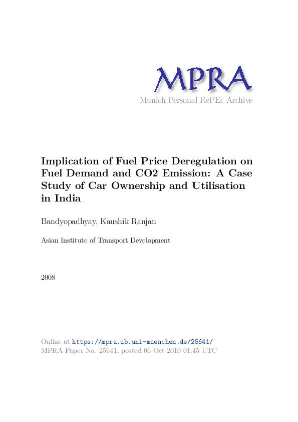 (PDF) Implication of Fuel Price Deregulation on Fuel Demand and CO2 ...