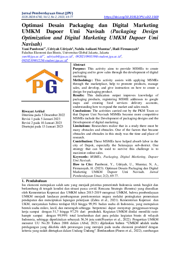 (PDF) Optimasi Desain Packaging dan Digital Marketing UMKM Dapoer Umi ...