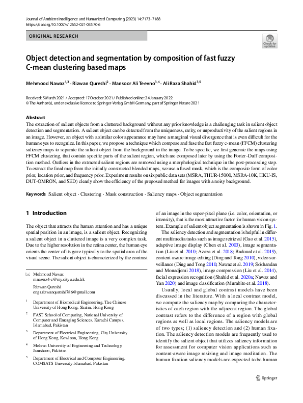 (PDF) Object detection and segmentation by composition of fast fuzzy C-mean clustering based ...