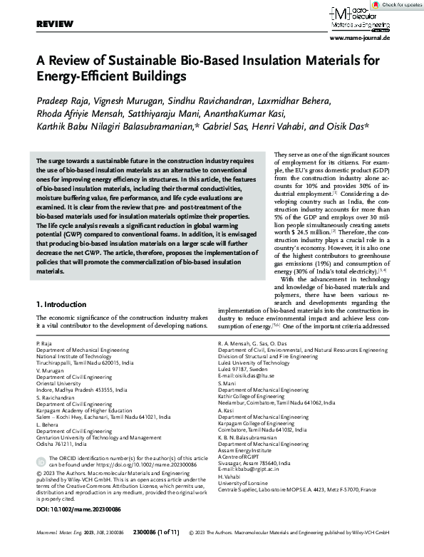 (PDF) A Review of Sustainable Bio-Based Insulation Materials for Energy ...