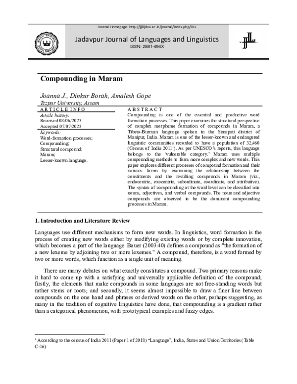(PDF) Compounding in Maram