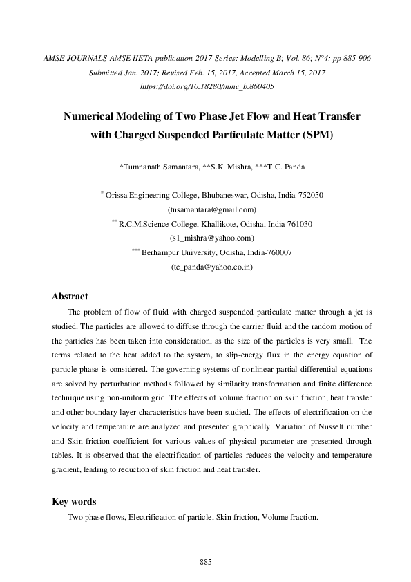 Pdf Numerical Modeling Of Two Phase Jet Flow And Heat Transfer With Charged Suspended 9618