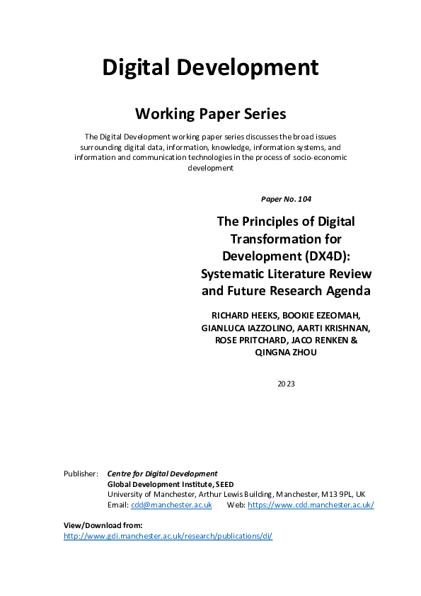 (PDF) The Principles of Digital Transformation for Development (DX4D ...