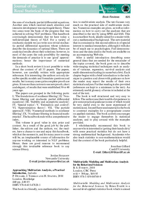 (PDF) Multivariable Modeling and Multivariate Analysis for the Behavioral Sciences | Chuck ...