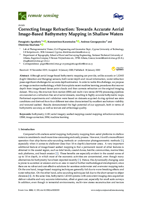 Pdf Correcting Image Refraction Towards Accurate Aerial Image Based Bathymetry Mapping In
