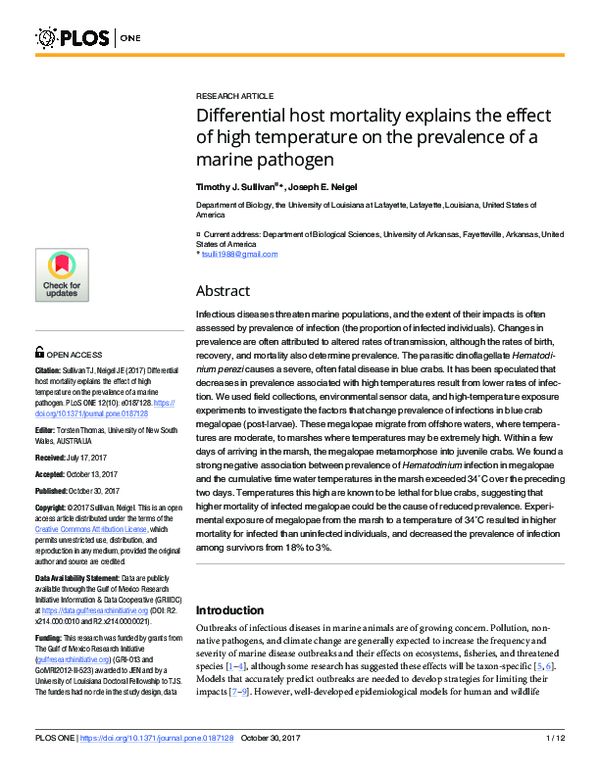 (PDF) Differential host mortality explains the effect of high ...
