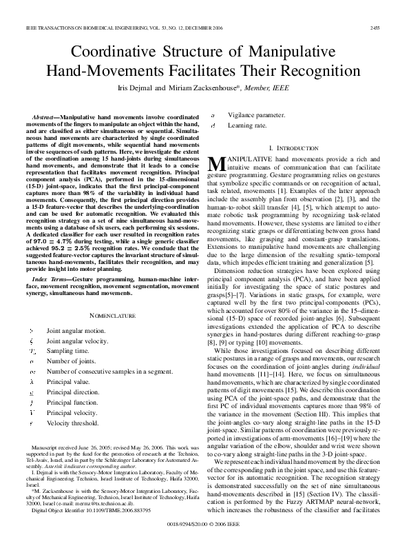 (PDF) Coordinative Structure of Manipulative Hand-Movements Facilitates ...