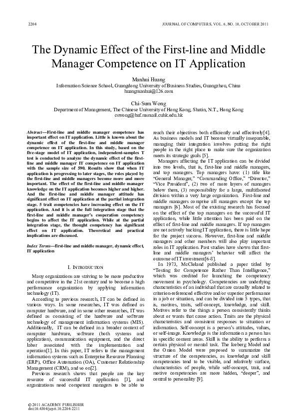 (PDF) The Dynamic Effect of the First-line and Middle Manager ...