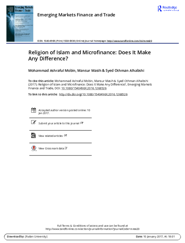 (PDF) Religion of Islam and Microfinance: Does It Make Any Difference?
