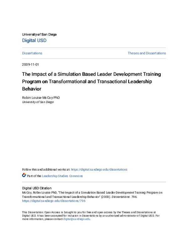 (PDF) The Impact of a Simulation Based Leader Development Training ...