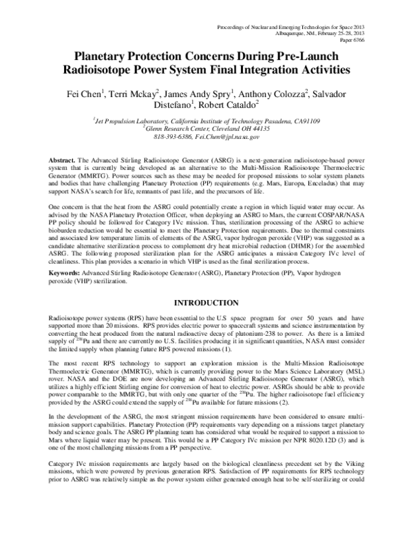 (PDF) Sterilization Strategies for ASRG and PP