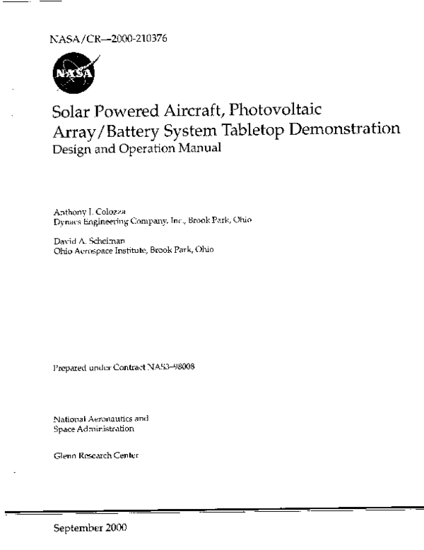 (PDF) Solar Powered Aircraft, Photovoltaic Array/Battery System ...