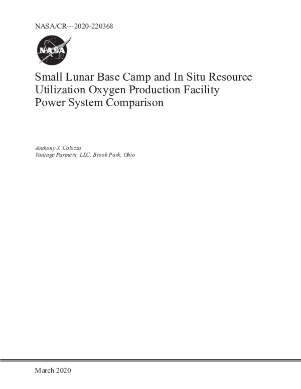 (PDF) Small Lunar Base Camp and in Situ Resource Utilization Oxygen ...