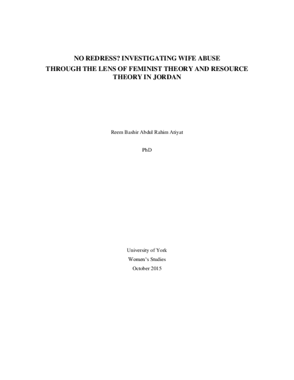 (PDF) No Redress? Investigating Wife Abuse Through the Lens of Feminist ...