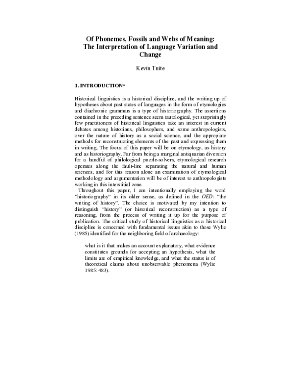 (PDF) 8 Of Phonemes, Fossils and Webs of Meaning: The Interpretation of ...