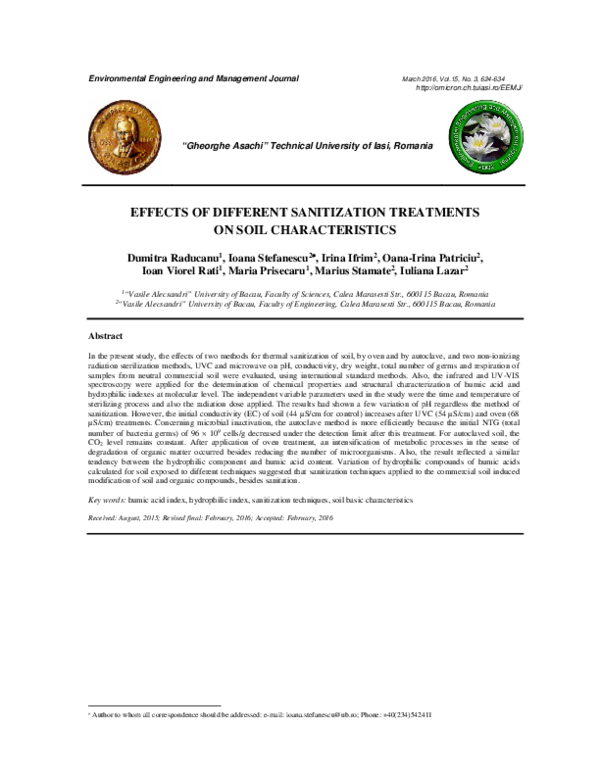 (PDF) Effects of Different Sanitization Treatments on Soil Characteristics